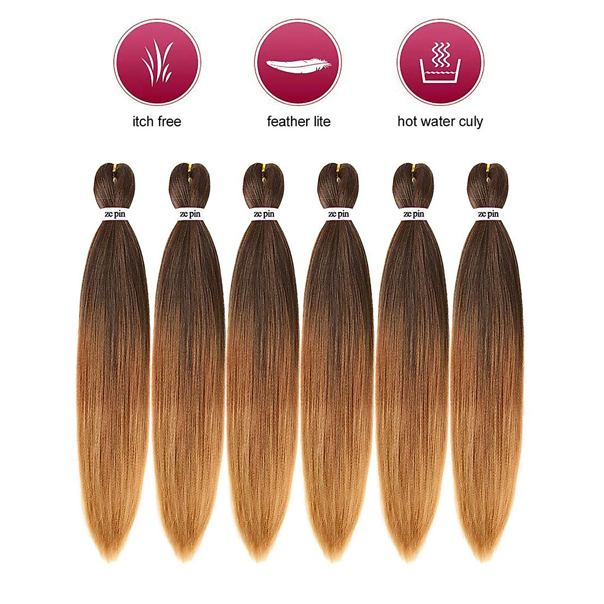 Pre Stretched Braiding Hair 22 Inch 6 Packs Professional Soft Yaki braiding Hair For Braids Hot Water Setting Synthetic Crochet Hair Extensions (22 Inch (Pack of 6), T1B/30/27)