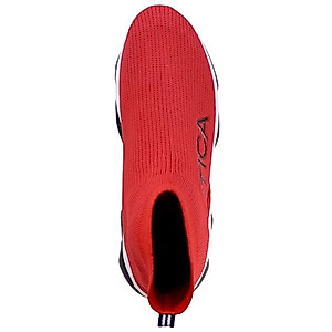 Nautica Men's Slip-On Sneaker High Top Socks Shoes with Ankle Support – Comfortable & Breathable Lace-Up Gym Walking Running Shoes-Bowen Mens-Red Black1-Size 12