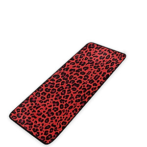 Red Leopard Print Cheetah Kitchen Mat Rugs Cushioned Chef Soft Non-Slip Floor Mats Washable Doormat Bathroom Runner Area Rug Carpet,39" X 20"