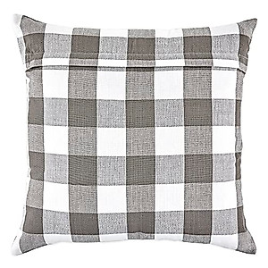 DII Decorative Square Throw Pillow Cover Collection Cotton, Machine Washable, Hidden Zipper, 18x18, Gray Gingham, 4 Piece
