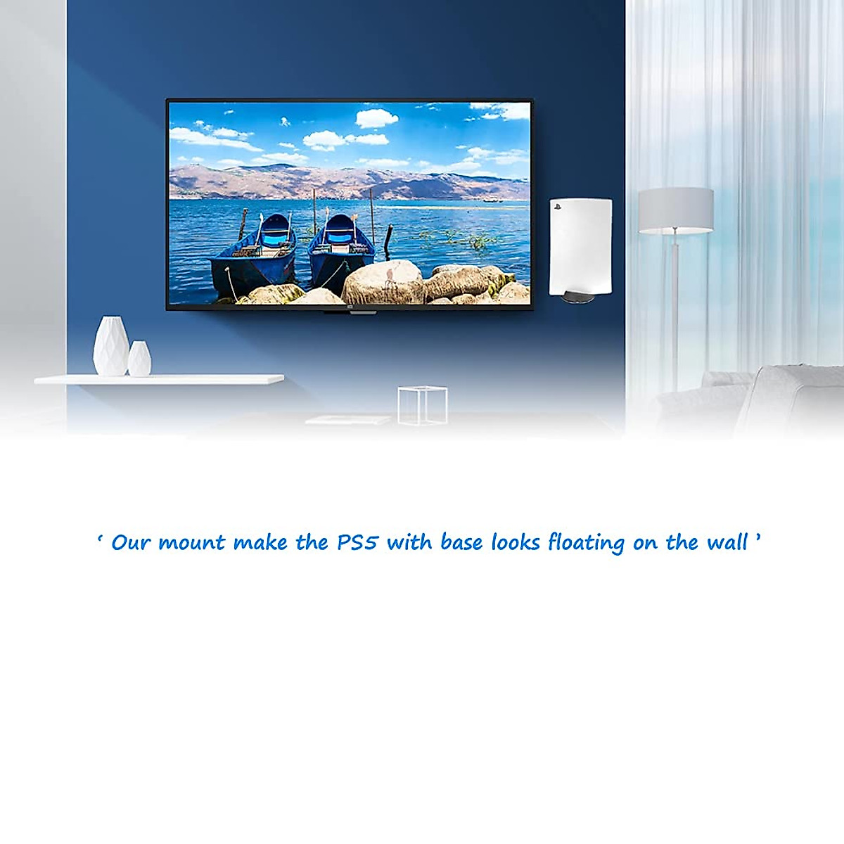 EMAQUIN Wall Mount Bracket for PlayStation 5 (PS5) (Sturdy Metal,Enduring Paint Finish,Easy Install on The Wall,Compatible with Both Console-Disc and Digital Eidtion,Black)