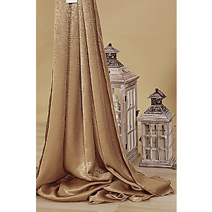 Cytdkve 2 Panels 4.8 Feet x 10 Feet Gold Brown Velvet-Like Wedding Backdrop Curtain Drapes, Silky Soft Window Curtains Panels for Wedding Ceremony Birthday Party Decorations