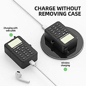 SUNGUY Silicone Airpods case Cover, Classic 3D Cute Mobile Phone Design Soft Protective Skin Funny with Carabiner for Apple Airpods 2 & 1 Charging Case