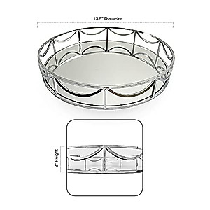 Glass Mirror Tray with Silver Metal Frame Ideal Glass Tray for Vanity, Makeup, Perfume Organizer, Decorative Silver Tray, Table Centre Piece, Vanity Dresser Mirrored Tray, Serving Tray by Cube Home.