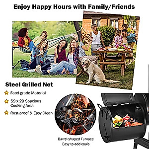 LIVIZA 24.5 Inch Charcoal Grill, Outdoor Camping BBQ Grill, BBQ Grill Set Attached Steel Firebox, Barbecue Pit for Outdoor Garden Park Patio and Backyard Cooking