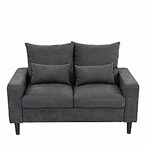 Panana 3 Piece Small Sofa Set, Sectional Sofa Loveseat with Ottoman for Small Space Living Room Apartment (Grey)