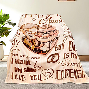 Wedding Anniversary Blanket 1 Year for Women Men - Happy 1st Anniversary 50" X 60" Soft Throw Blanket - Romantic Gift for Couple Wife Husband