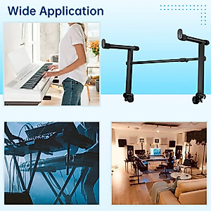 Anjetan Second Tier Keyboard Stand, Extension Adapter for Keyboard Supports with Adjustable Width, Universal Iron Extension Stand for Electronic Organs