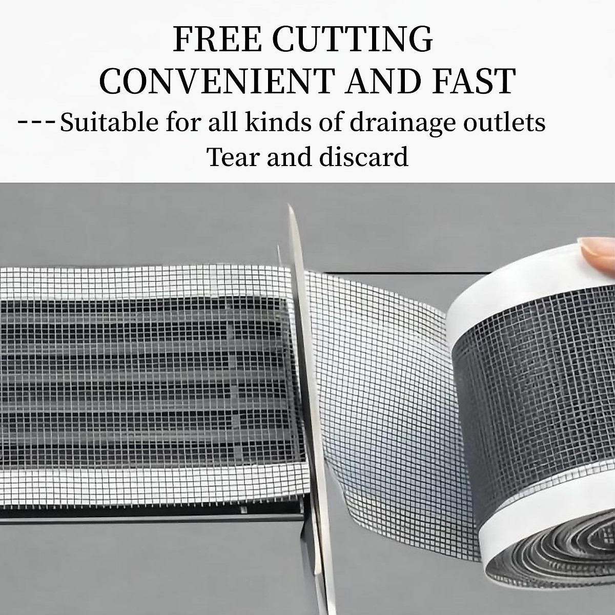 Disposable Shower Drain Sticker Self-Adhesive Floor Drain Stickers, Disposable Hair Catcher Shower Drain Mesh Stickers for Bathroom Kitchen Sink with Cleaning Shovel (4.7in x 32.8FT)