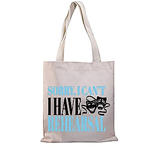 BDPWSS Theater Tote Bag Drama Actor Actress Gift Comedy Tragedy Mask Gift Sorry i Can't i Have Rehearsal Bag (I Have Rehearsal TG)