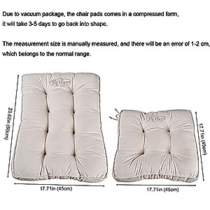 Big Hippo Rocking Chair Cushions Set, Rocking Chair Pads with Ties Soft Thicken Seat Pads Cushion Pillow for Indoor, Office, Home, Rocking Chairs (Beige)