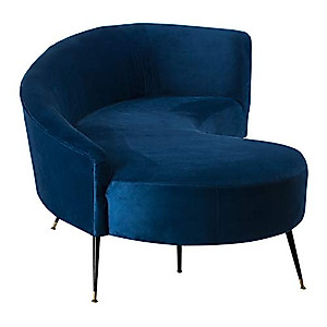 Safavieh Couture Home Evangeline Modern Glam Navy Velvet and Black Parisian Sofa