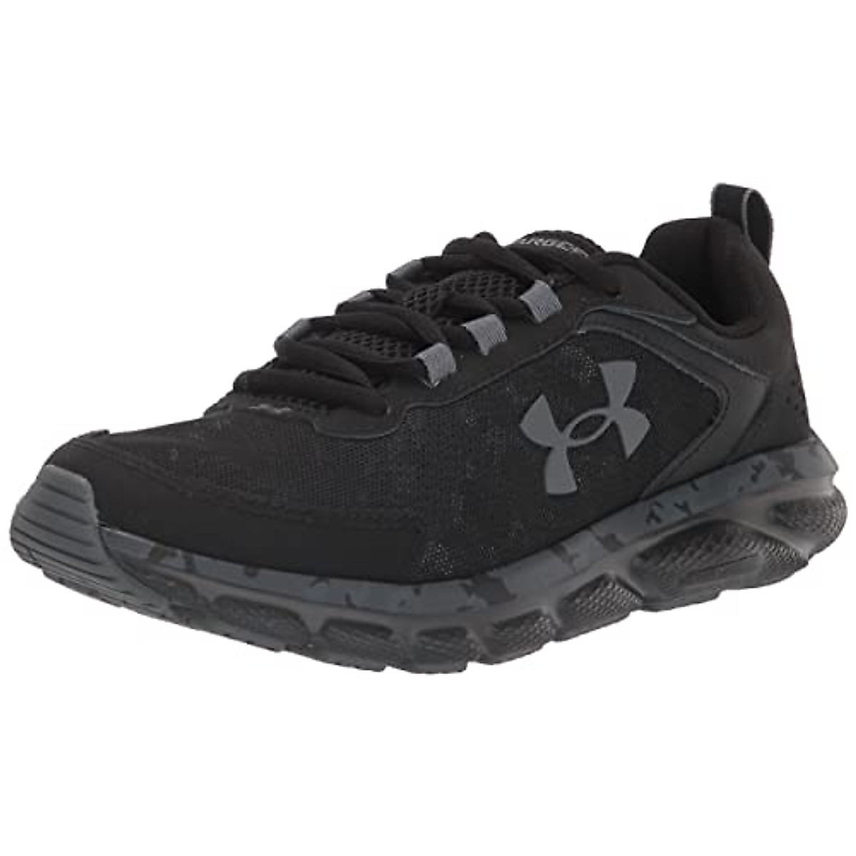 Under Armour Men's Charged Assert 9 Camo Sneaker, Black (001)/Black, 9.5