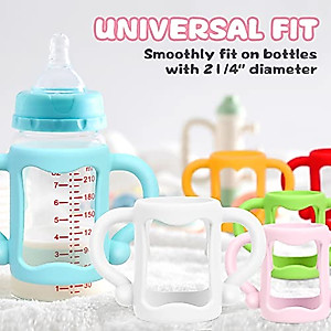 6 Pack Baby Bottle Handles, 100% Silicone Baby Bottle Handles, Narrow Sippy Bottle Handles-Teach Babies to Hold Their Own Bottle, BPA-Free (Muti-Colors)