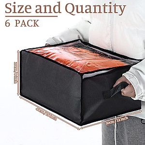 6 Pcs Clear Zippered Storage Bags Plastic Clothes Containers Fabric Blanket Organizer Large Storage Bins with Handles for Bedding Sheets Closet Blankets Toys (Gray, 16 x 12 x 8 Inch)