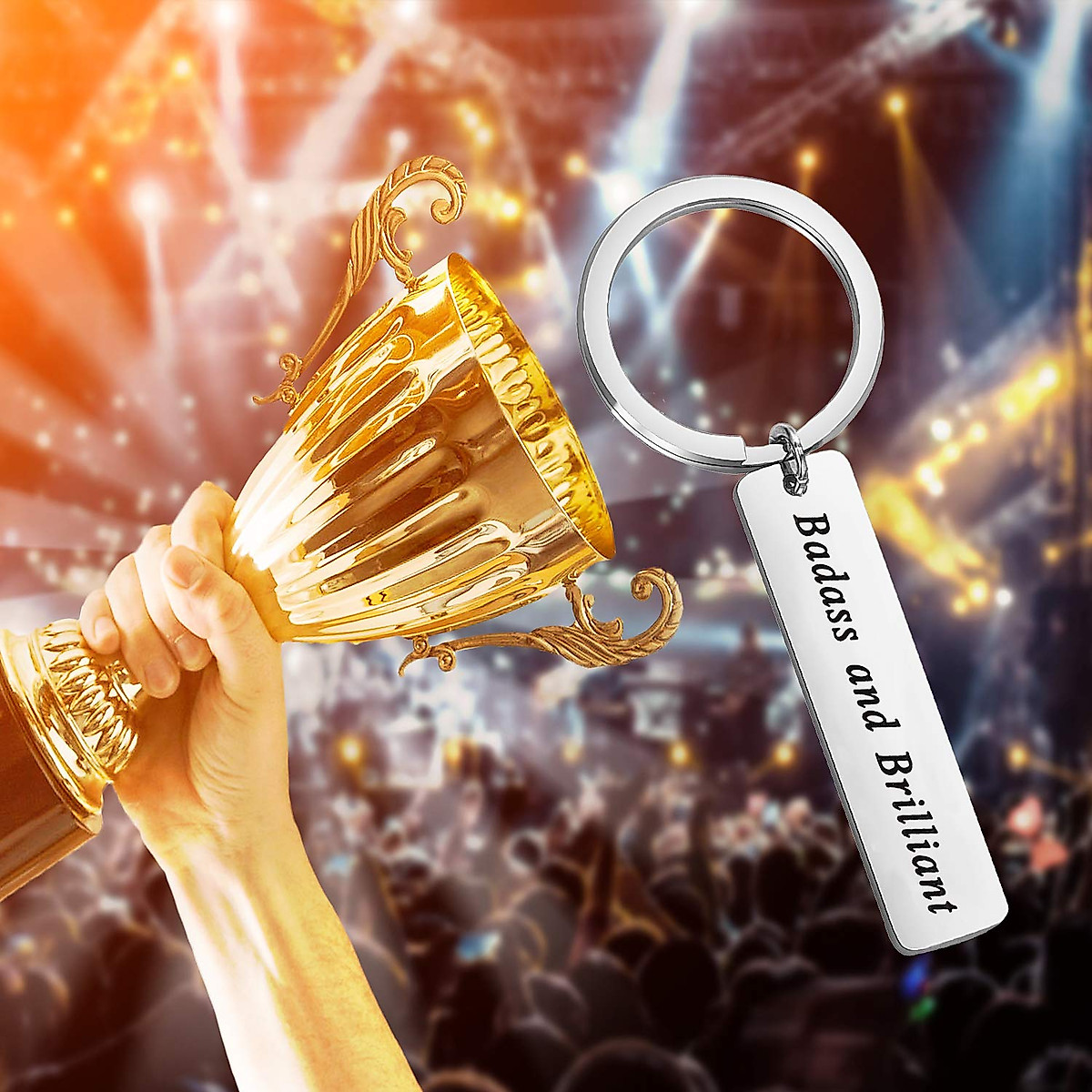 LQRI Funny Keychain Gift Badass & Brilliant Keychain Birthday Gift for Best Friend Girlfriend Badass Mom Badass Bitch (sliver)