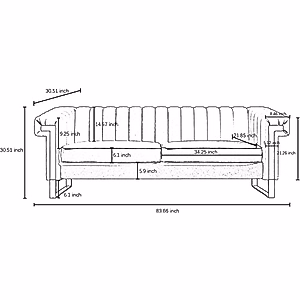 ANTTYBALE 83'' Orange Velvet Couch Sofa Mid-Century Modern Love Seat Chesterfield 3 Seat Couches Sofa for Living Room Apartment (Orange)