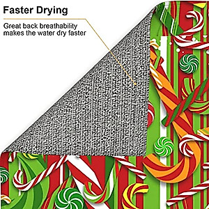 Merry Christmas Printed Drying Mat For Kitchen Ultra Absorbent Microfiber Dishes Drainer Mats Non-Slip Silicone Quick Dry Pad - 18 X 16inch