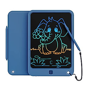 LCD Writing Tablet 10 Inch, Toys for 3 4 5 6 7 8 9 10 Year Old Boys Girls, Colorful Doodle Board Drawing Tablet, Gift for Boys Toddlers Age 3-12 Years, Memo Board, Drawing Pads with Lanyard(Navy)