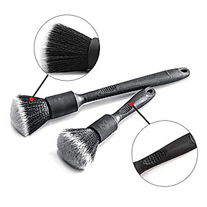 Maxshine Ever So Soft (ESS) Detailing Brush Set (Long, Short) – Excellent Elastic Memory, Bend Recovery, Quality Rubber Handle, Gently Removing Dirt & Dust, No Scratches