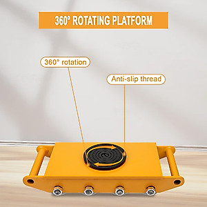 FAHKNS Machine Skates 26400 LBS, 360° Rotation Disc Machinery Moving Skate with 8 Steel Rollers, Heavy Duty Industrial Machinery Mover Skate for Warehouse, Workshop Moving Equipment, Yellow