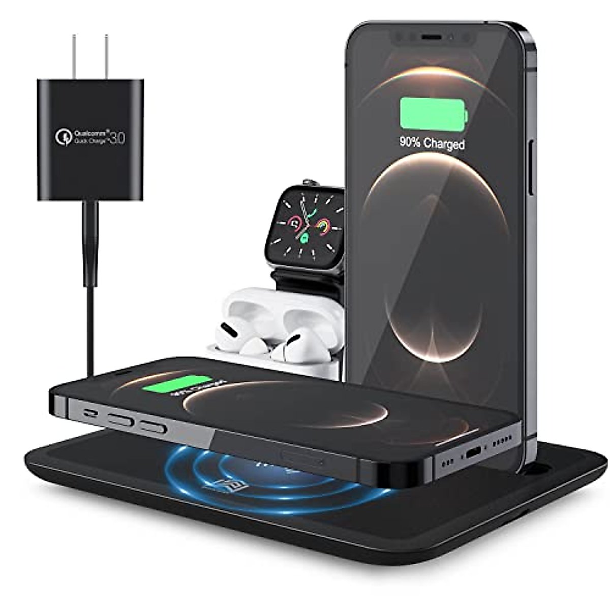 4 in 1 Fast Charging Station, Multi-Function Wireless Charging Dock