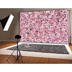 BINQOO 8x6ft Mother's Day Pink Flowers Backdrops Spring Pink Rose Wall Background Girls Women Birthday Tea Party Backdrop Weeding Bridal Shower Anniversary Ceremony Decor