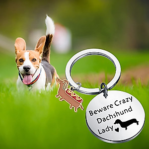 MYOSPARK Dachshund Gifts Crazy Dachshund Lady Keychain Dachshund Dog Jewelry Dachshund Lovers Gifts Dog Owner Gifts (Dachshund KC)