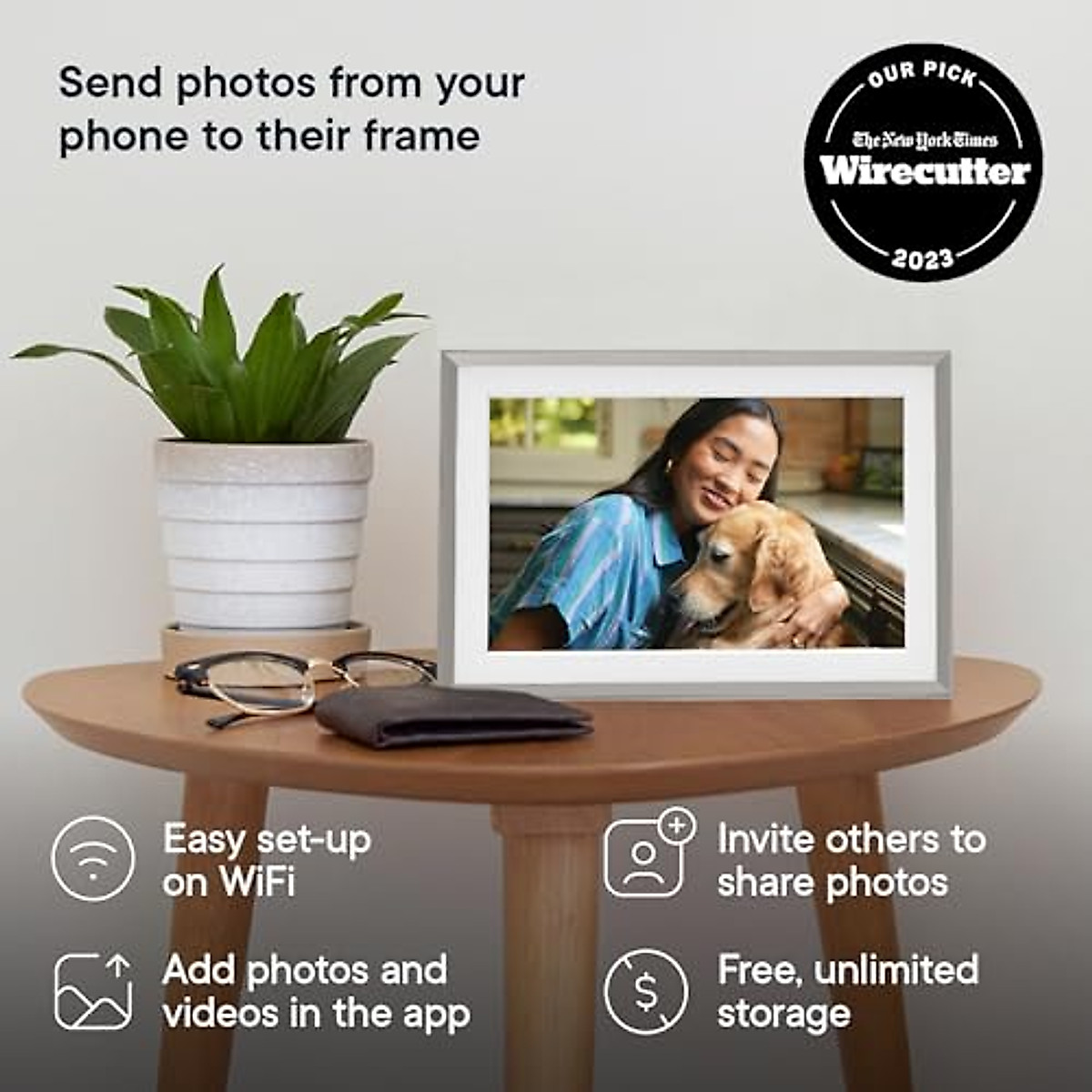 Aura Carver 10.1" WiFi Digital Picture Frame | The Best Digital Frame for Gifting | Send Photos from Your Phone | Quick, Easy Setup in Aura App | Free Unlimited Storage | (Clay with White Mat)