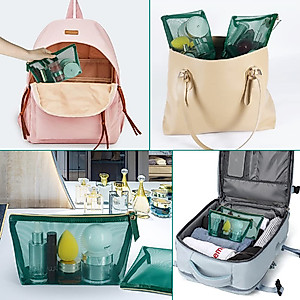 HRX Package Mesh Makeup Bag, 3pcs Travel Cosmetic Pouches with Zipper Toiletry Organizer Case for Purse Diaper Bag Tote Bag