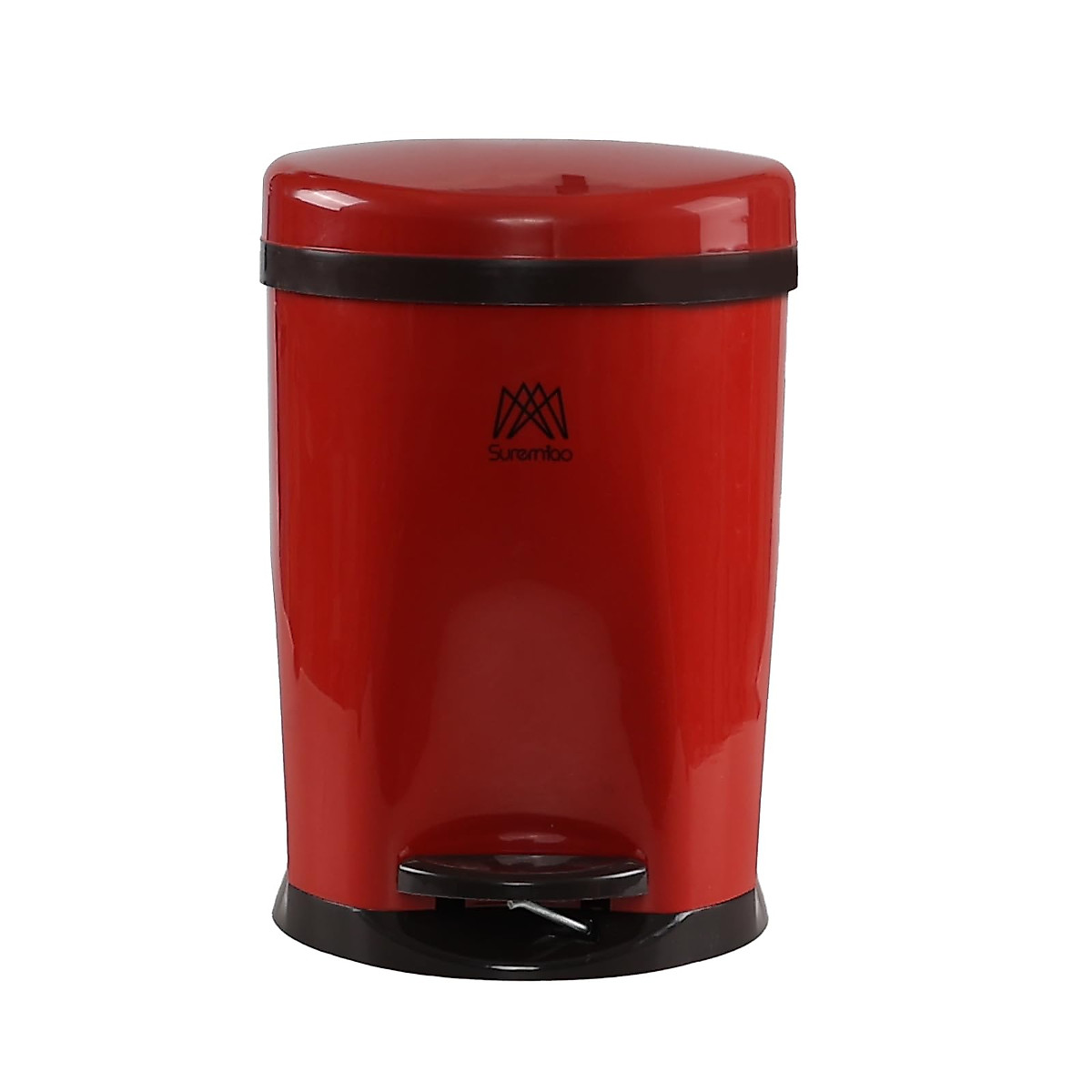 AnnkkyUS 2.6 Gallons Plastic Trash Can with Step Pedal, Plastic Round Garbage Bin, Red
