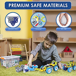 BRUVISH 10 in 1 Building Toy Set, STEAM Building Blocks with Electric Powered Motor for Children Boys Girls, Construction Toys with Tools for Kids Age 5 6 7 8 9 10 11 12, Engineering Building Bricks