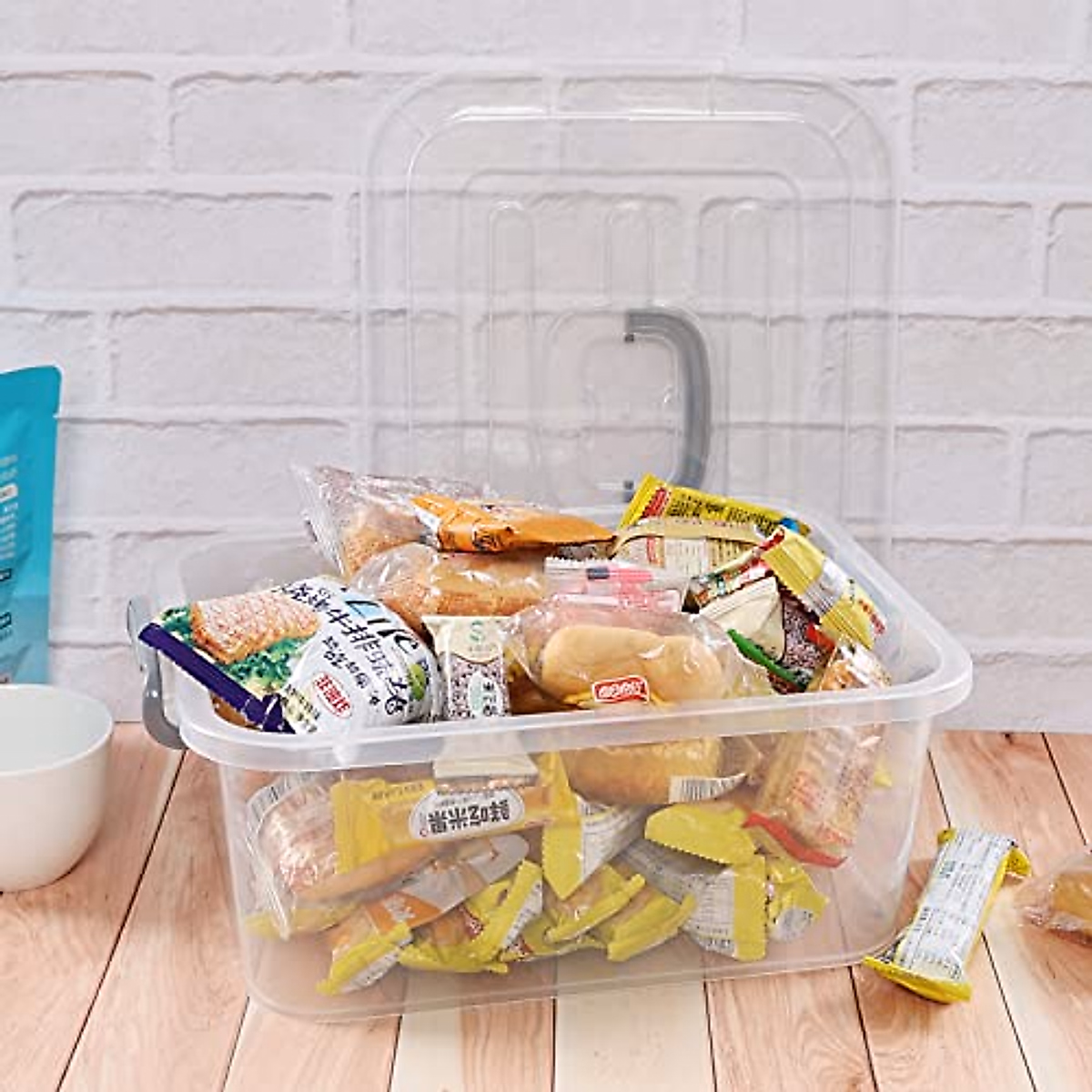 Hommp 8 L Clear Plastic Storage Box, Plastic Latching Box with Lid, 2-Pack