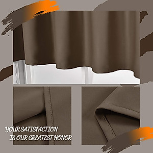 DECOVSUN Coffee Brown Valance for Windows 60x18 Inch Solid Thermal Insulated Blackout Kitchen Short Curtain Toppers Valance Rod Pocket for Bathroom Living Room 1 Panel