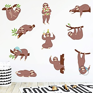 MEFOSS Large Sloth Wall Decal Kids Wall Stickers Peel and Stick Nursery Kids Baby Room Playroom Wall Decor