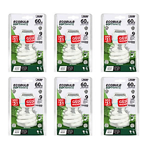 Feit BPESL13T/GU24 60W Equivalent CFL Twist GU24 Base Bulb (Pack of 6), Soft White