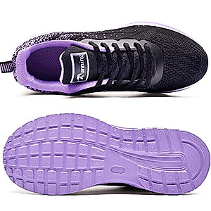 AUPERF Womens Air Shoes Walking Running Fashion Athletic Tennis Sports Comfortable Gym Sneakers?US 7 B(M) Black Purple