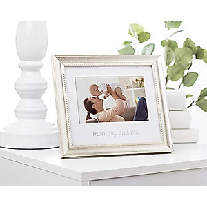 Lil Peach Mommy and Me Photo Frame, Newborn Baby Keepsake, Mother's Day Gifts, Gender-Neutral Nursery Decor, 4" x 6" Photo Insert, Silver