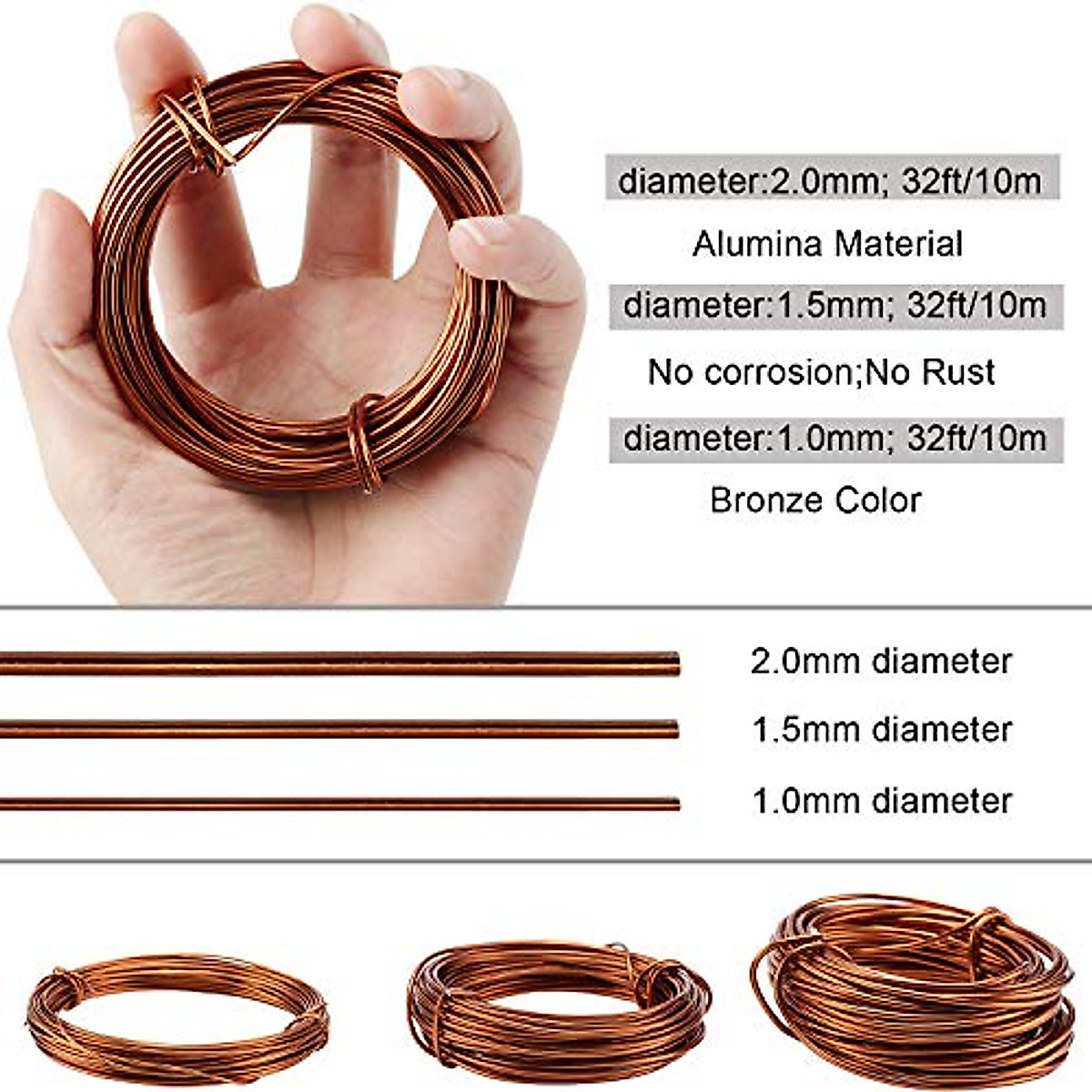 Messar Bonsai Tool Set, 30M Aluminium Bonsai Training Wire Line 3-Sizes(1.0mm/1.5mm/2.0mm) and 20 Pcs Flower Pot Hole Mesh Pad (4.5cm/1.8 inches) for Outdoor Plant Pot & DIY Hanging Art Crafts