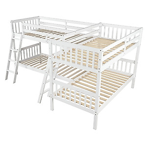 Merax L-Shaped Bunk Bed with Ladder,Twin Size
