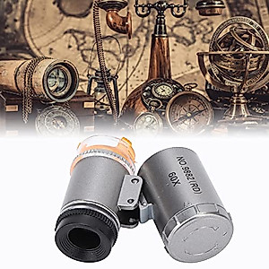 plplaaoo Digital Microscope,Pocket Microscope,Portable Microscope,UV Lighted Pocket Handheld Microscopes,Pocket Microscope 60X Magnification 2 LED Lights 1 UV Light for Jewelry Observation & Currency
