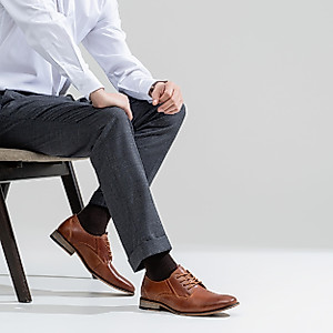 Jousen Men's Dress Shoes Leather Classic Formal Oxford Retro Plain Toe Derby Shoes (AMY612 Yellow Brown 12)