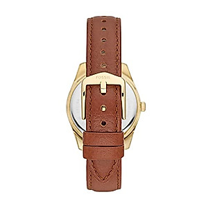 Fossil Women's Scarlette Mini Quartz Stainless Steel and Eco Leather Three-Hand Watch, Color: Gold, Brown (Model: ES5184)