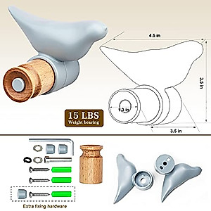 MITLOXX Decorative Wall Hooks, Bird Hooks Wall Mounted, Plastic Bird & Wooden Peg, Decorative Hooks for Hanging Things-Coat, Towel, Hat etc. Pack of 2, (Green)