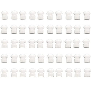 50 Pack Replacement Mushroom EarTips Earbud with Soft White Silicone Rubber for Acoustic Tube Earpiece & Coil Tube Headset Suit for Motorola Kenwood Baofeng Icom Yaesu HYT Midland Cobra Radio by Caroo