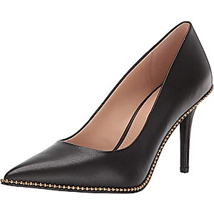COACH 85 mm Waverly Pump with Beadchain Black Leather 7.5