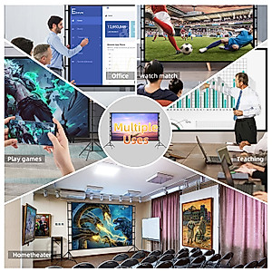 Projector Screen and Stand, lejiada150'' Upgraded Large Projection Screen Anti Crase Foldable with Carry Bag for Party Outdoor Movie Nights, Film Festivals, Business Presentations, Meetings, Home