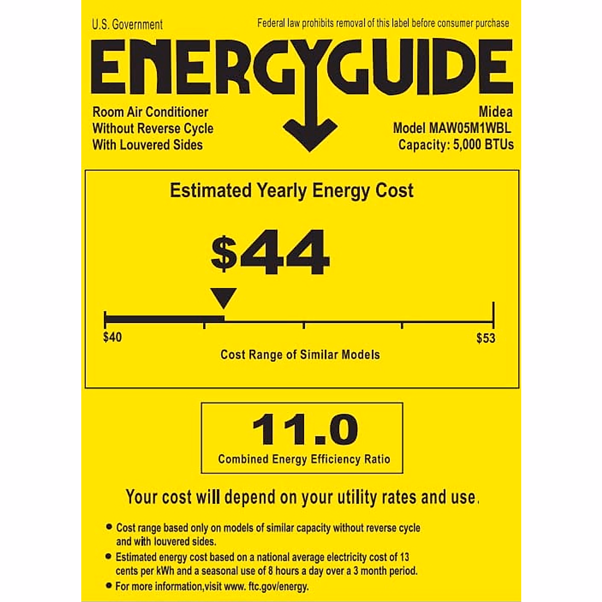 Midea 5,000 BTU 115V Mechanical Window Air Conditioner, Black