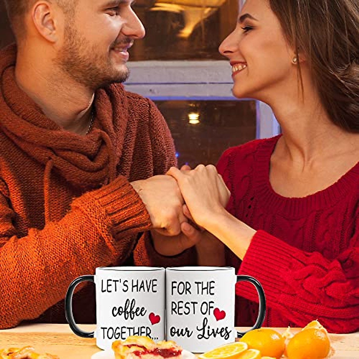 Fatbaby Lets Have Coffee Together For The Rest Of Our Lives Coffee Mug Set,Engagement Gifts for Couples,Mr and Mrs Wedding Gift for Couple,Bridal Shower Engaged Bride and Groom Couples Mugs