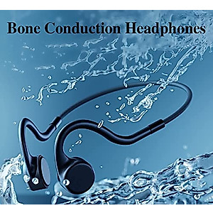 Mp3 Player Bone Conduction Headphones Waterproof for Swimming Open Ear Wireless Sport Earphones IPX8 Built-in 8GB Memory for Running Diving Water Gym Spa (Black-Touch Control)